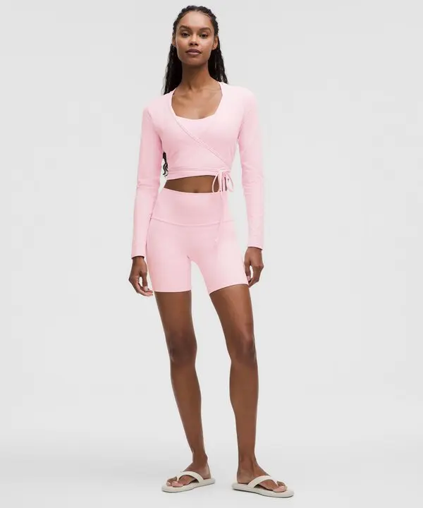Lululemon Nulu Cropped Wrap Long-Sleeve Top In Pink Organza - 24